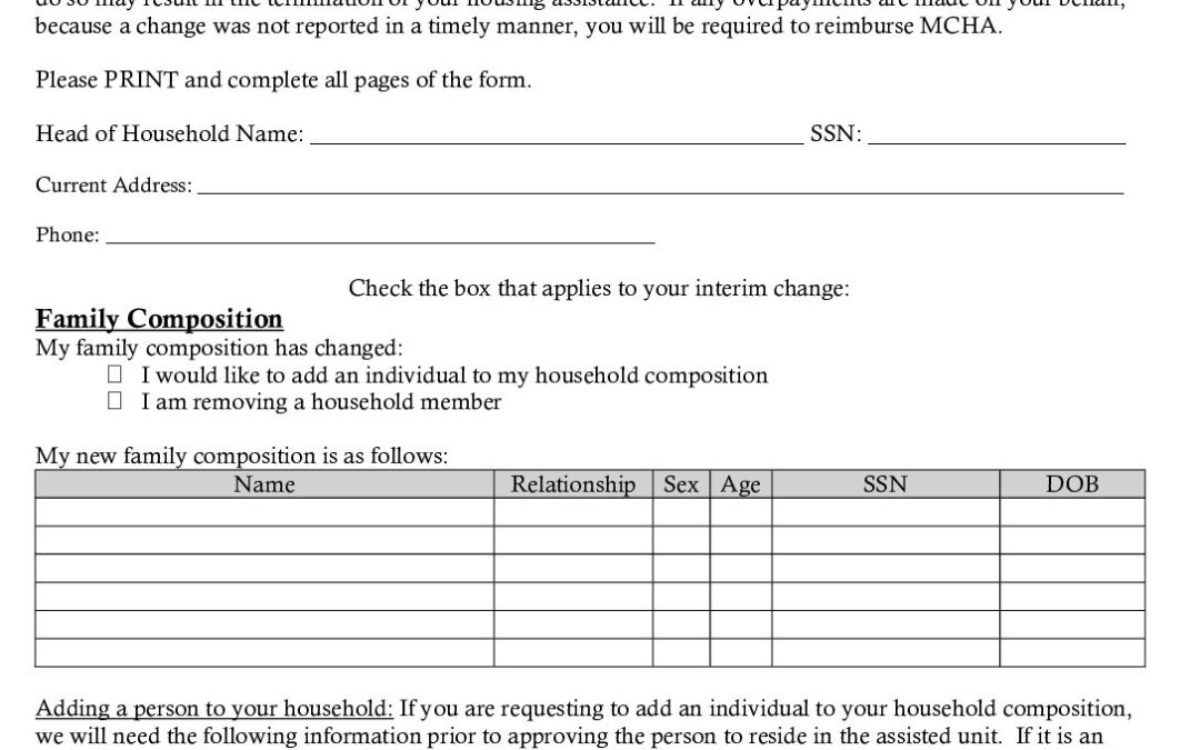 Interim Change Request | Montgomery County Housing Authority